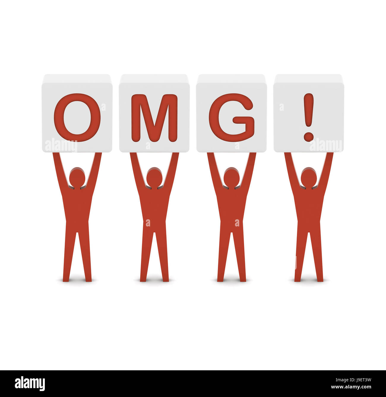 Men holding the word OMG. Concept 3D illustration Stock Photo - Alamy