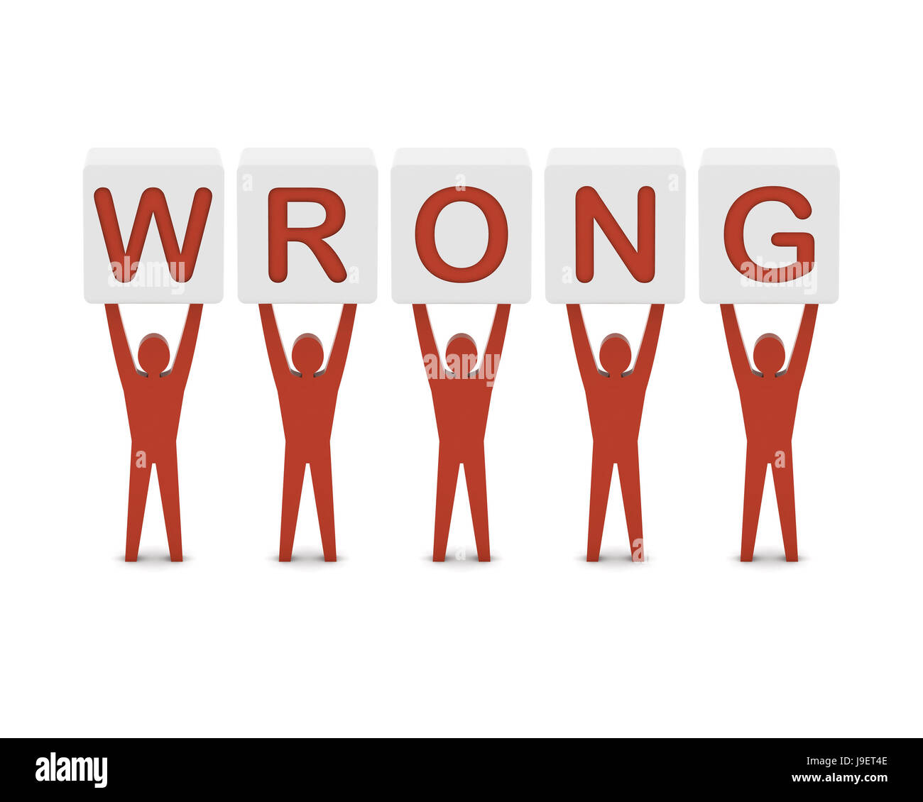 Men holding the word wrong. Concept 3D illustration Stock Photo - Alamy