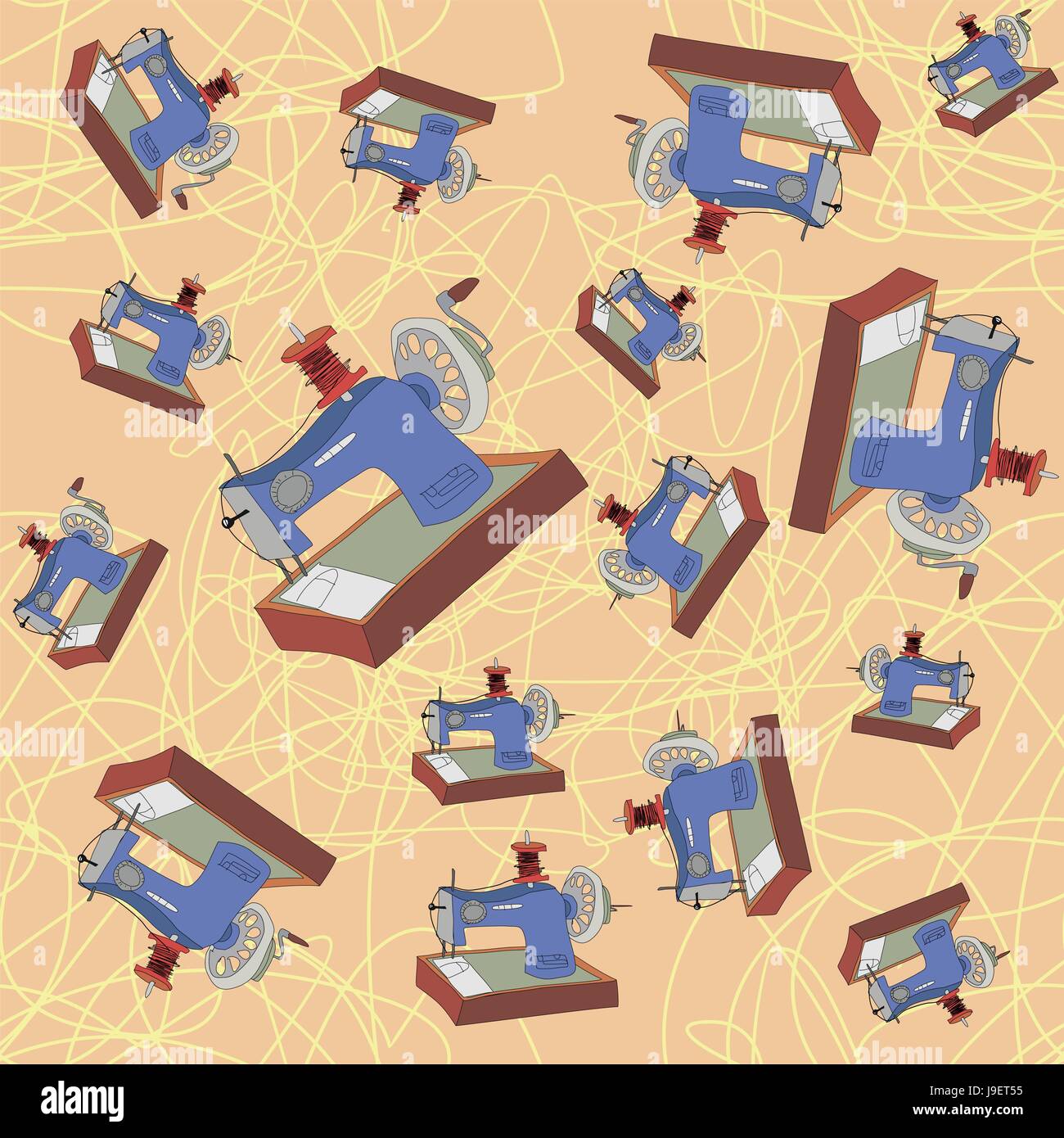 cartoon sewing machine vector. seamless pattern, sewing, vintage ...