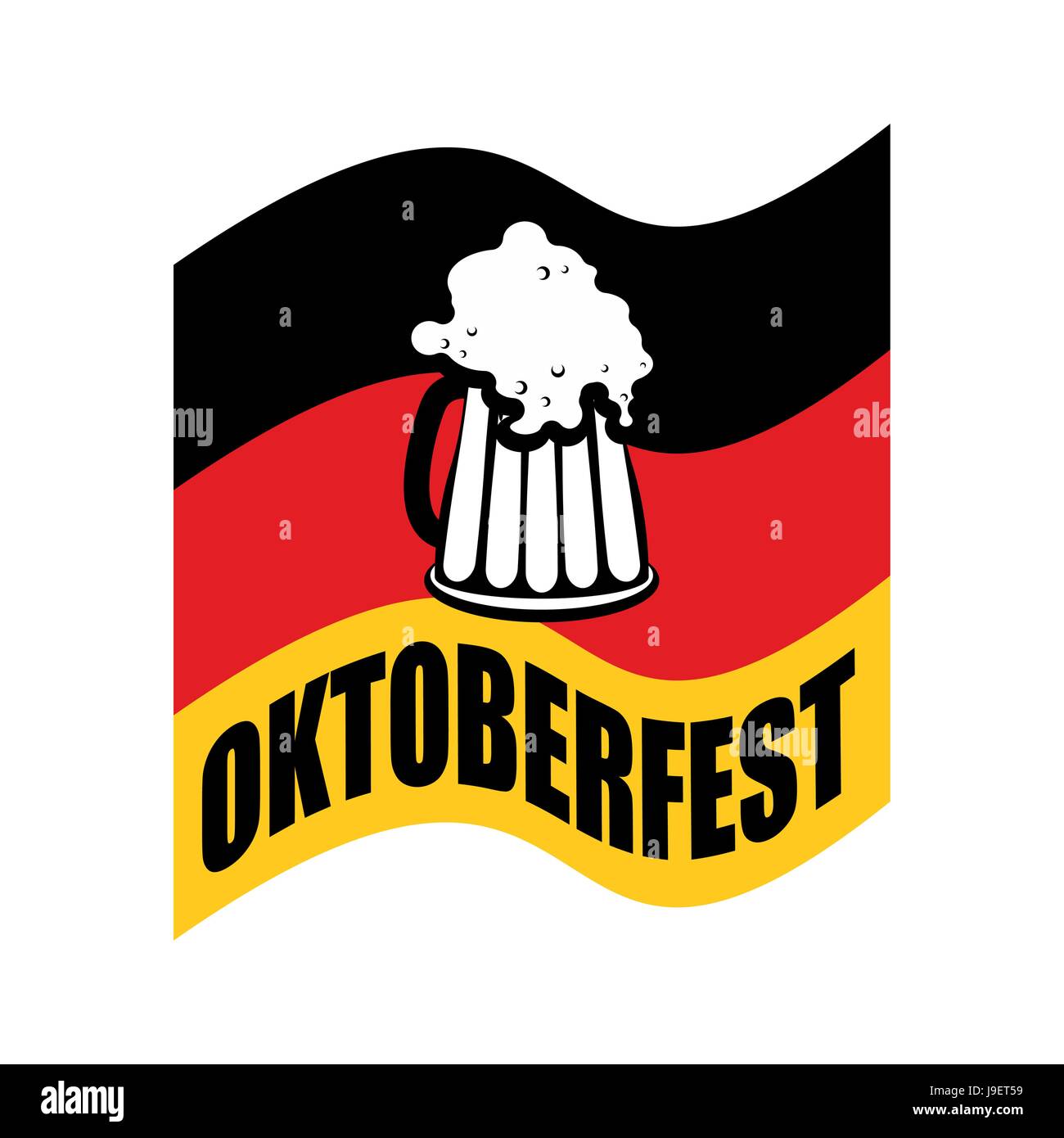 Beer mug on background of German flag. Fflag is a symbol of Oktoberfest ...