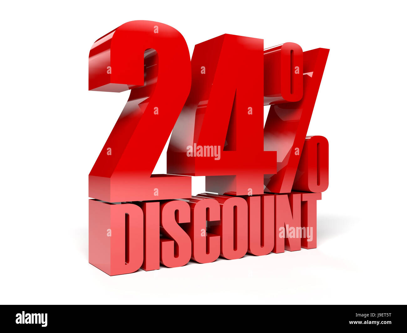 24 percent discount. Red shiny text. Concept 3D illustration Stock ...