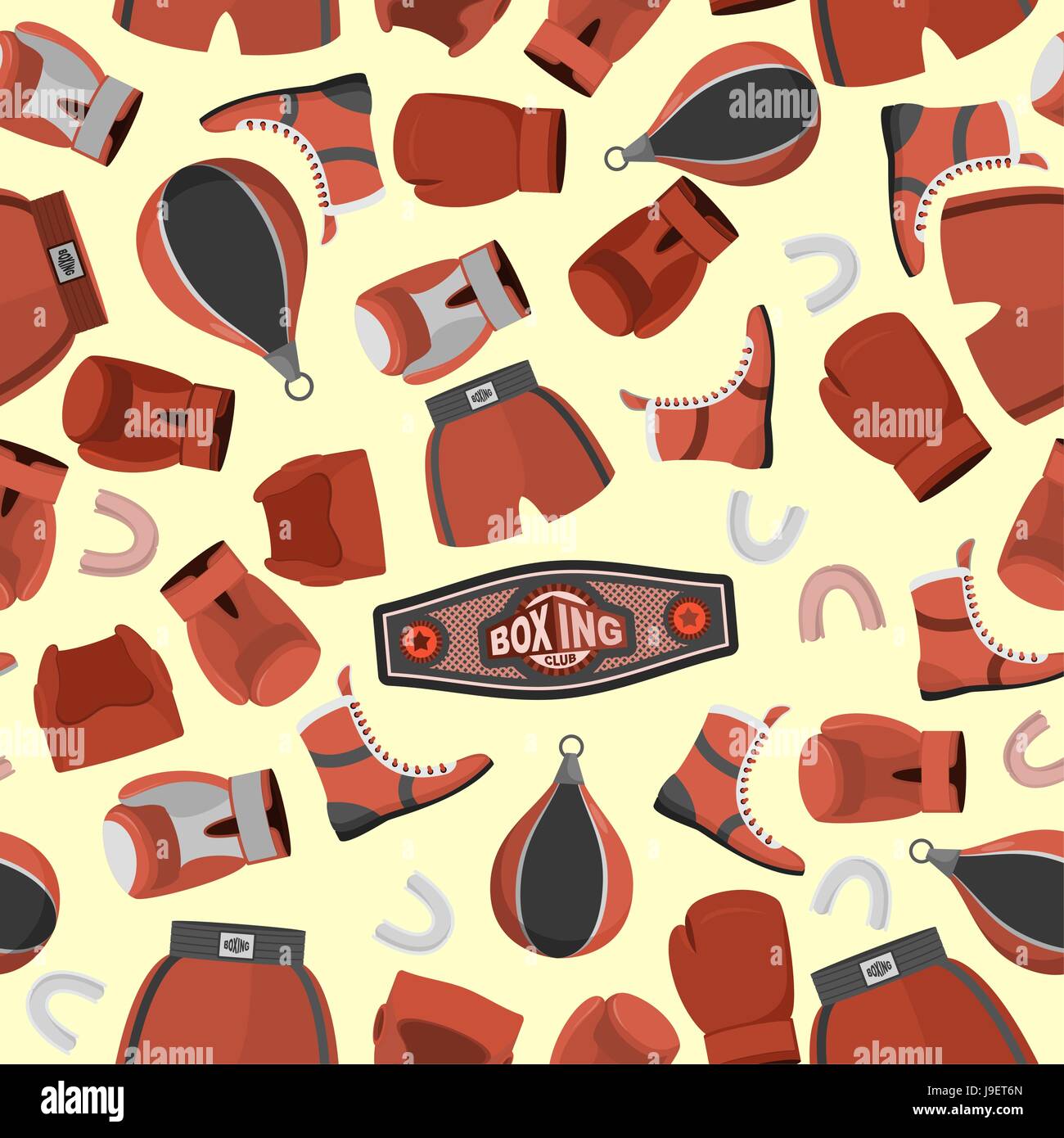 Boxing objects Seamless Pattern background. Gloves and helmet. Sport ...
