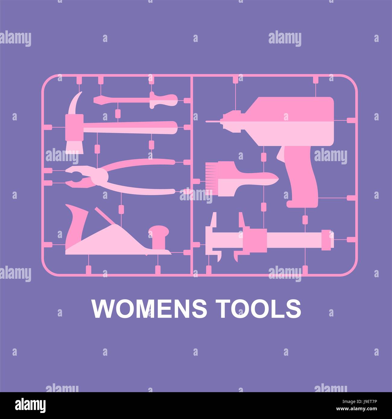 Pink Tools Set For Women Plastic Model Kits For Blondes Vector