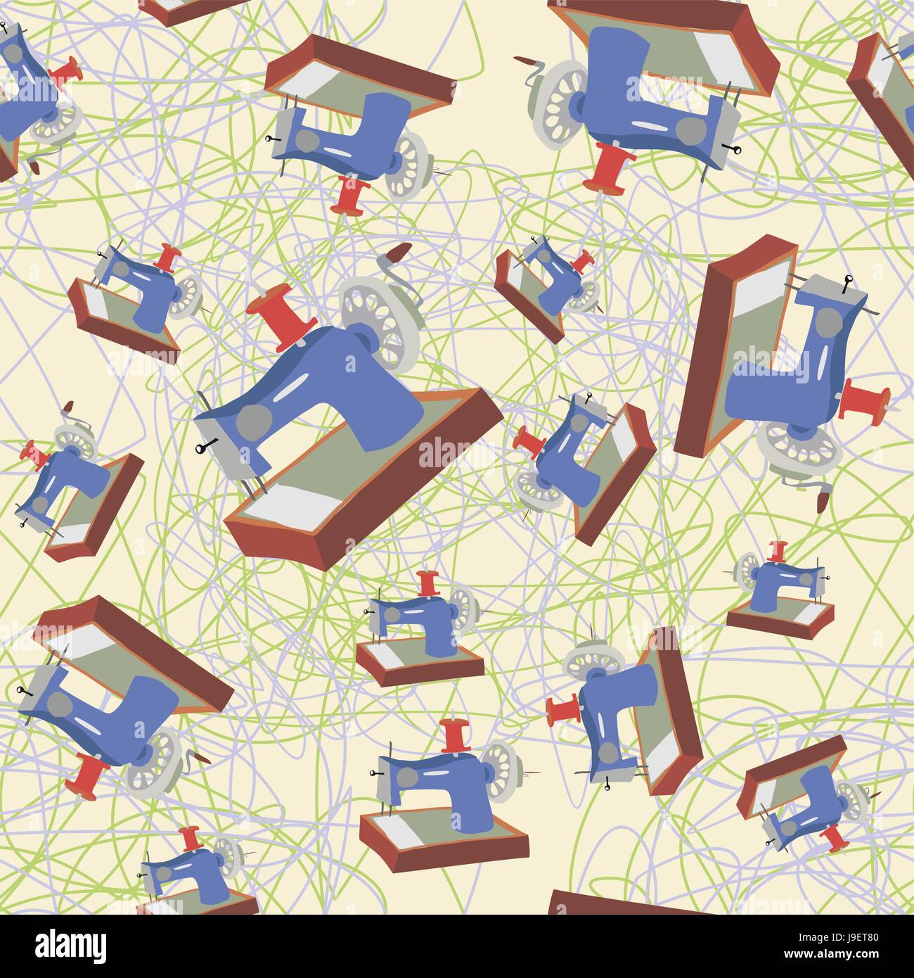 cartoon sewing machine vector. seamless pattern, sewing, vintage ...