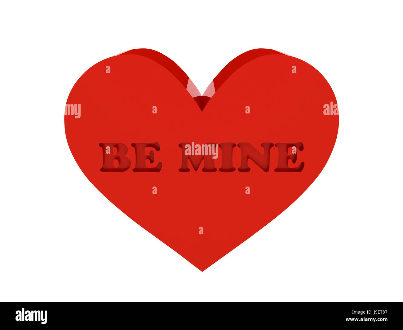 Big red heart. Phrase BE MINE cutout inside. Concept 3D illustration ...