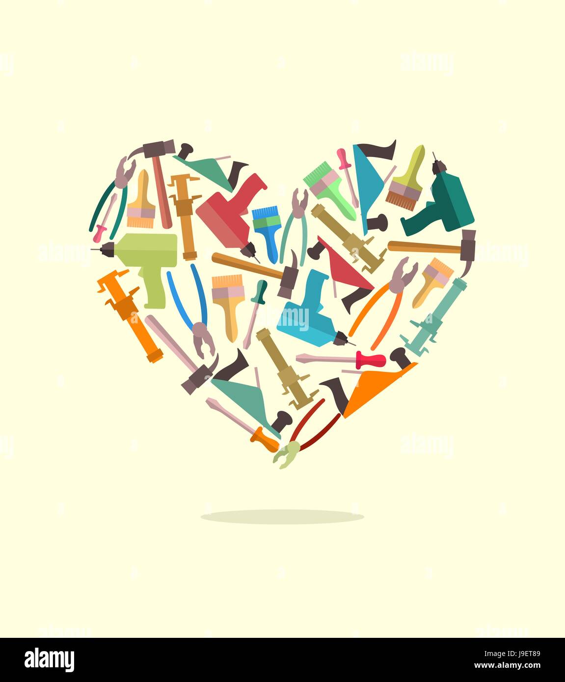 Symbol of heart of construction tools. Logo for store or workshop tools ...