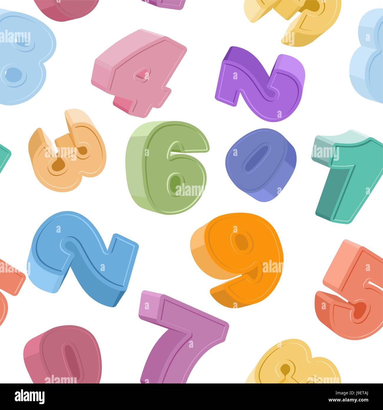 Seamless number pattern. Colorful figures. Children's background ...
