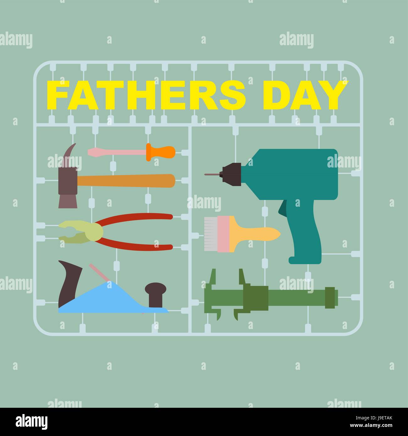 Father's day. A set of tools for men: drill and hammer, screwdriver and ...