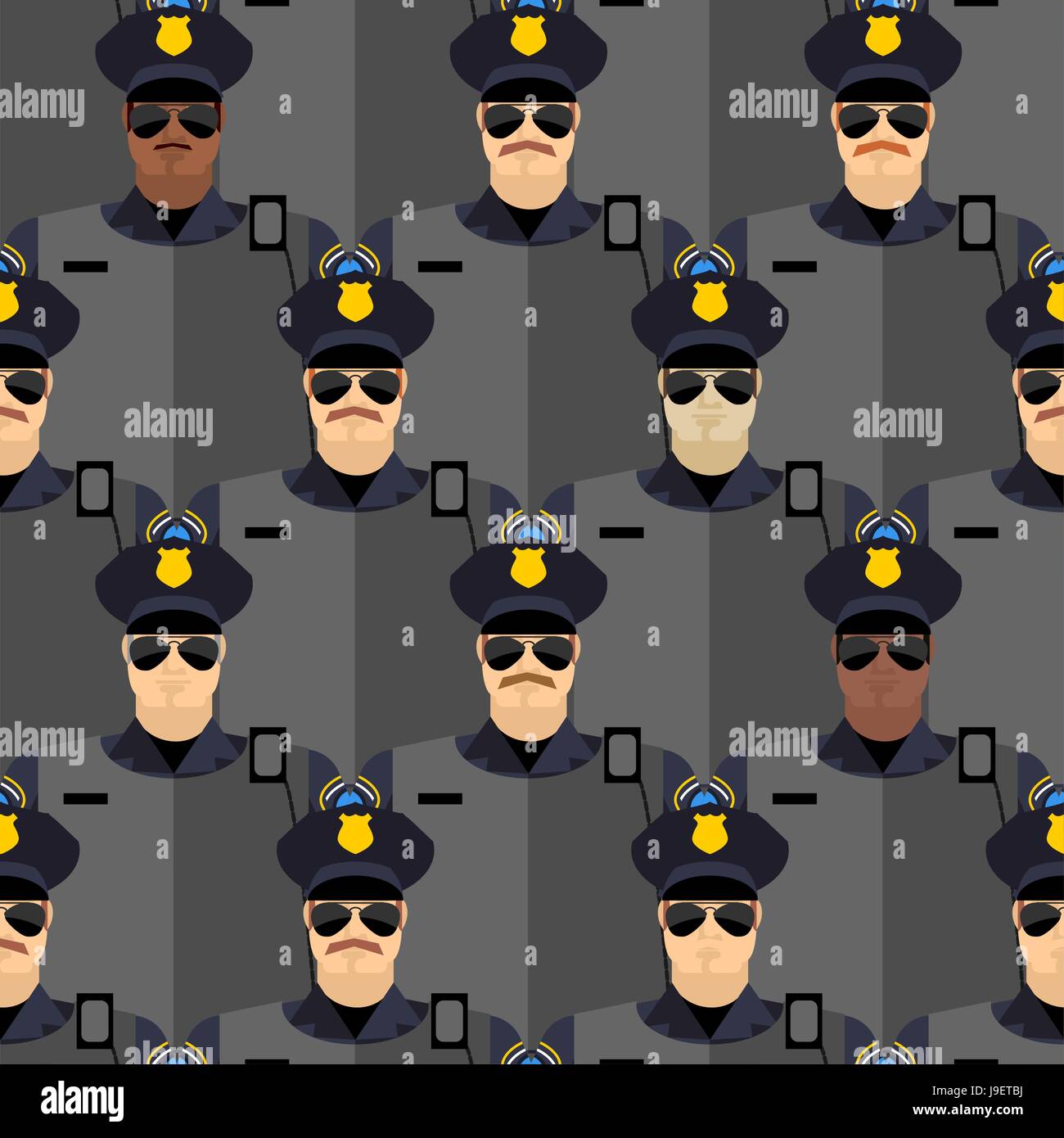 Police officers seamless pattern. police stand guard. Vector background ...