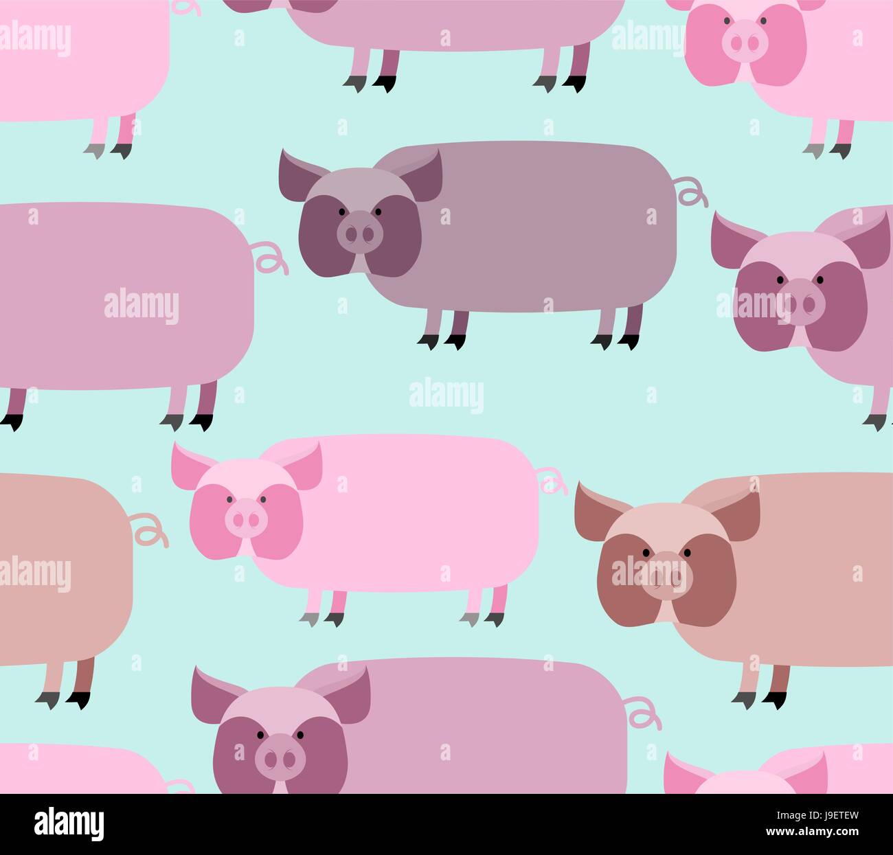 Pig seamless pattern. Background of animals. A herd of pigs Farm animal ...
