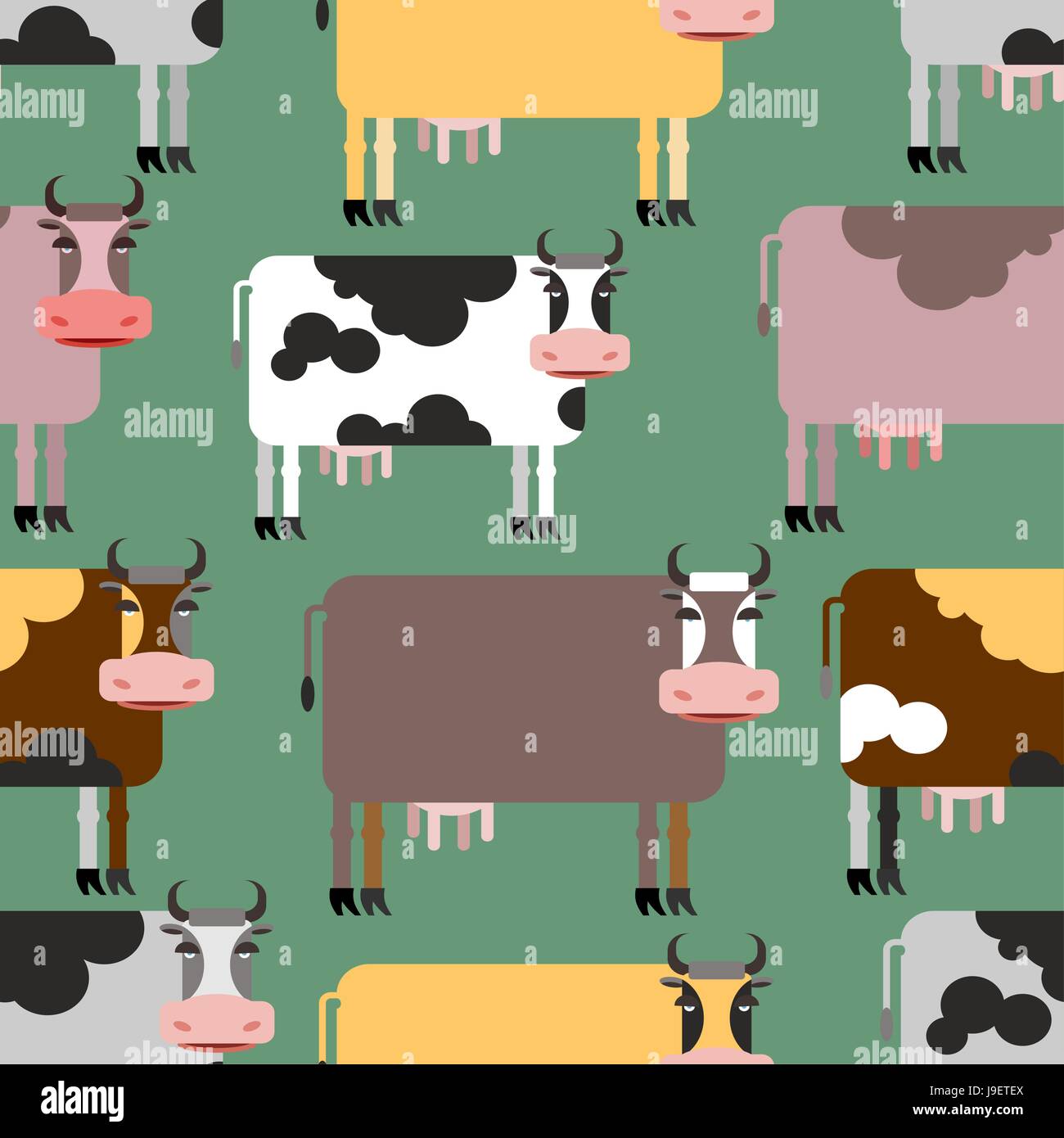 Cow seamless pattern. Background of animals. Herd of cows Farm animals ...
