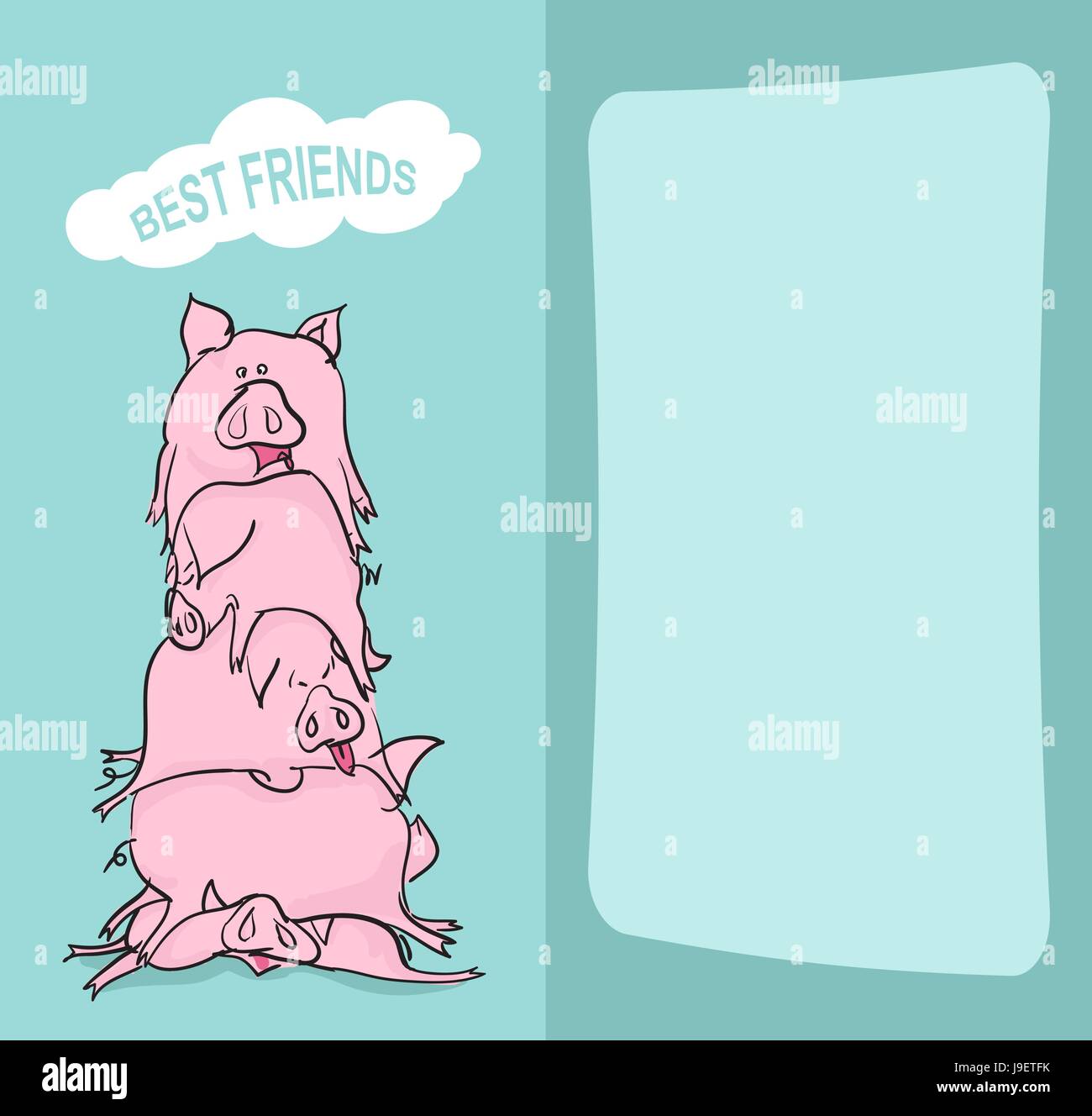 Happy Birthday. Bunch of pigs. Best friends forever. Greeting card ...