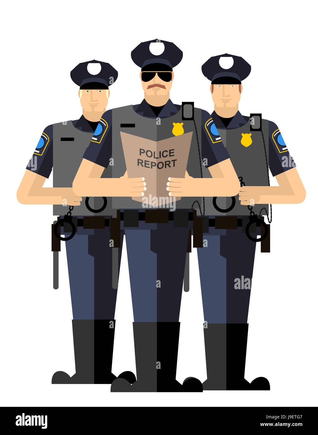 Three police officers were arrested. Police silhouette. Police isolated ...