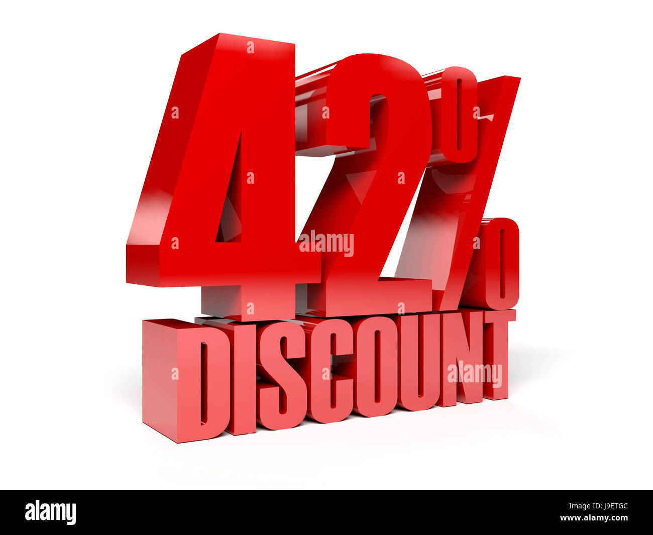 42 percent discount. Red shiny text. Concept 3D illustration Stock ...