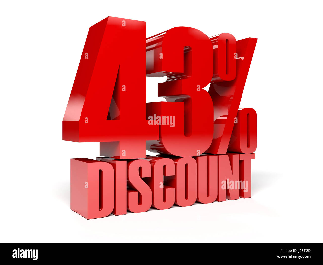 43 percent discount. Red shiny text. Concept 3D illustration Stock ...