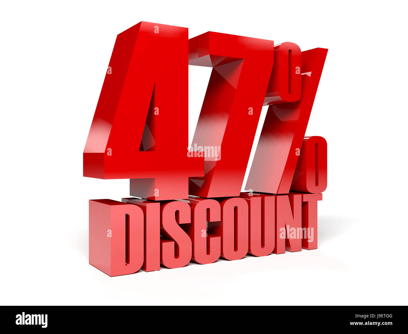47 percent discount. Red shiny text. Concept 3D illustration Stock ...