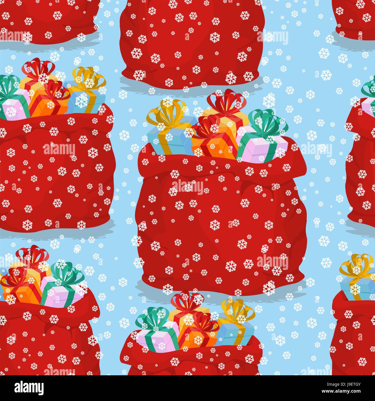 Bag with gifts seamless pattern. Christmas background red sack Santa ...