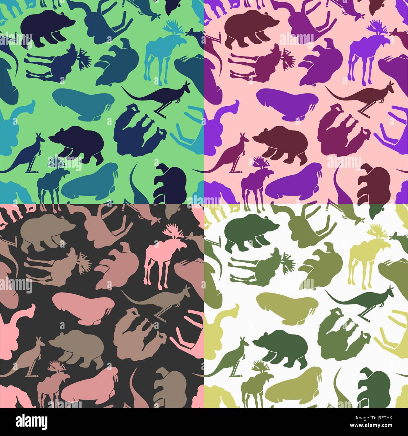 Set animal pattern. Color options from ornaments of wild animals ...