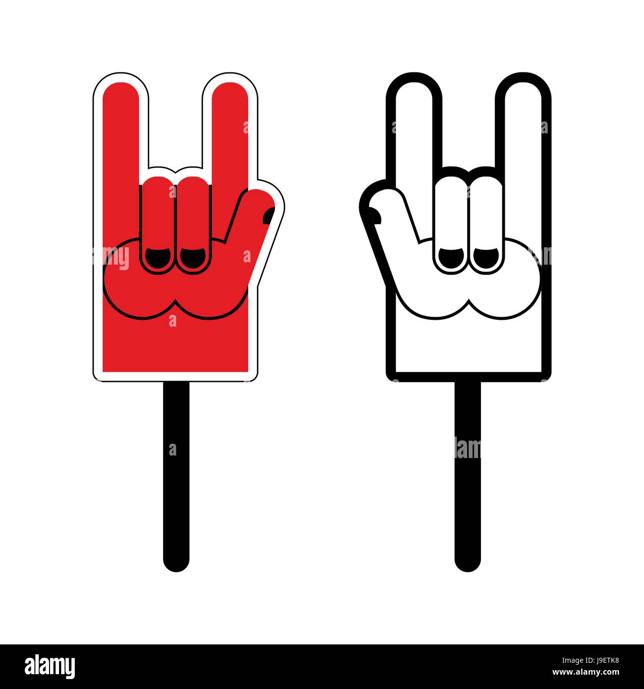 Foam Hand Rock sign. For use on rock concerts and festivals Stock ...