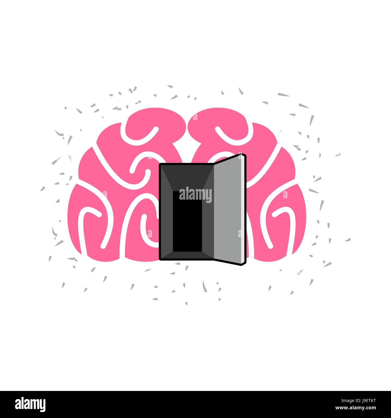 Brain with door open. Open mind. Vector illustration Stock Vector Image ...