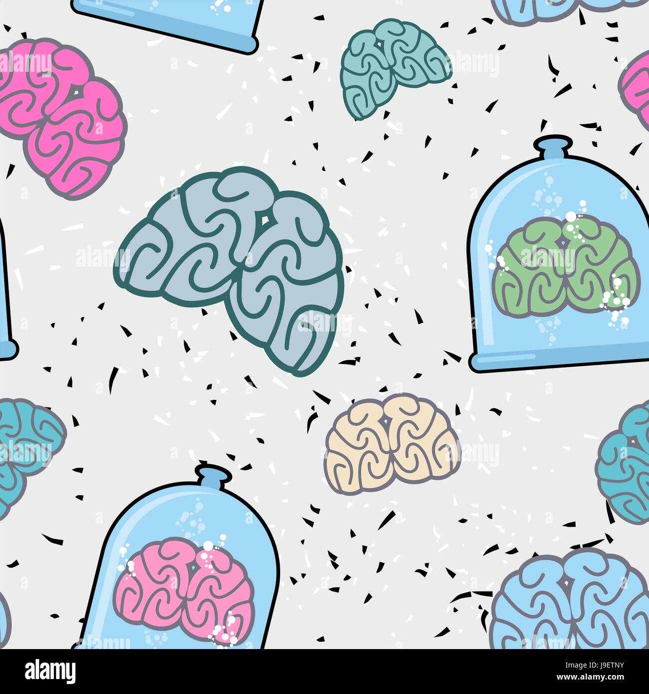 Laboratory of pitcher and human brain in a jar seamless pattern ...