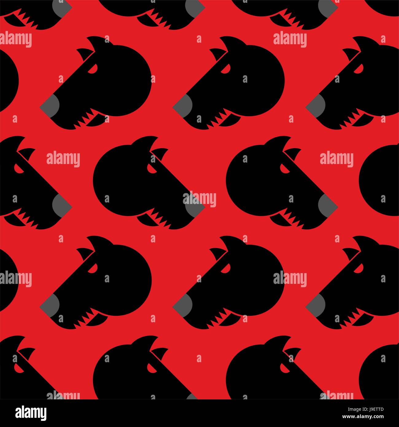 Angry dog seamless pattern. Background of aggressive animal with red ...