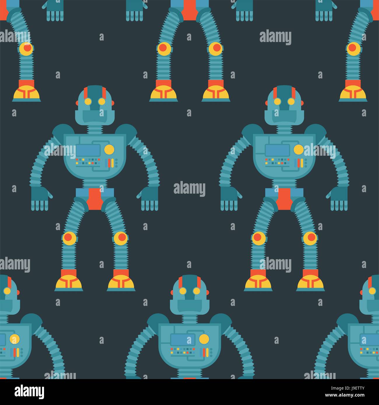 Robot seamless pattern. Background of technological machines with ...
