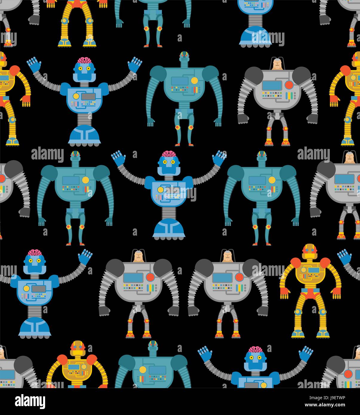 Robots seamless pattern. Cosmic cyborgs seamless pattern. Texture for ...