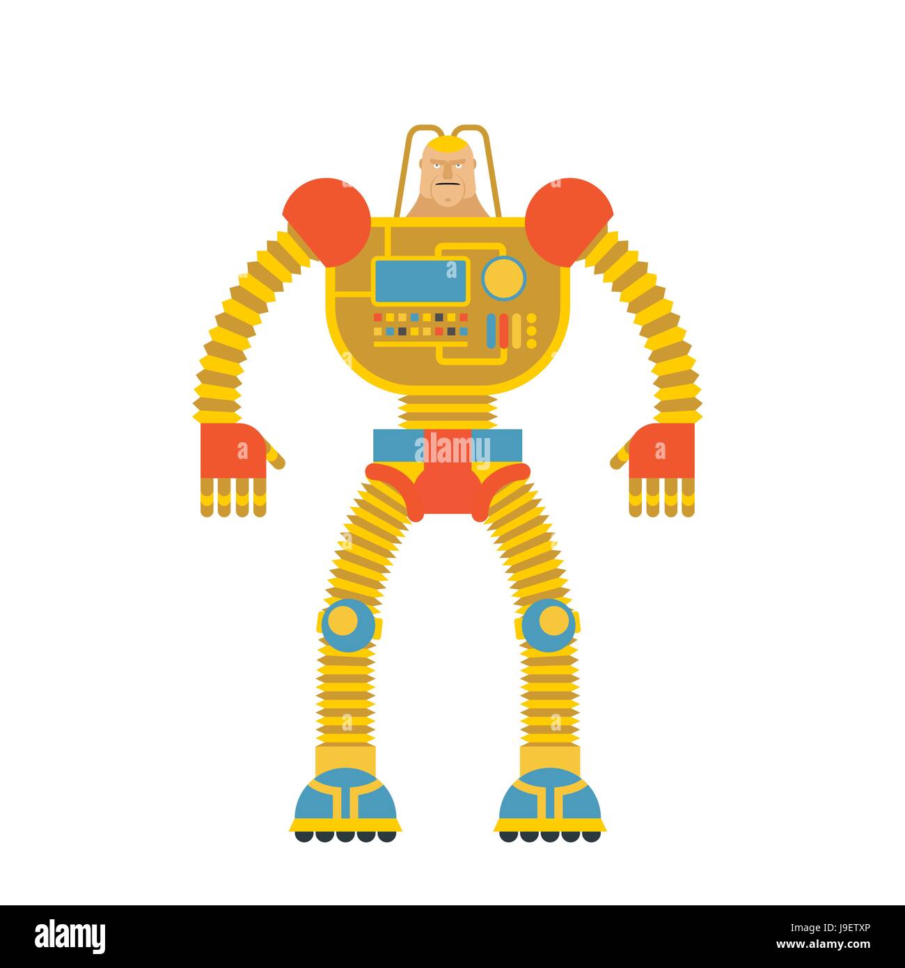 Space invader soldier Cyborg Android from future. Iron robot with human ...