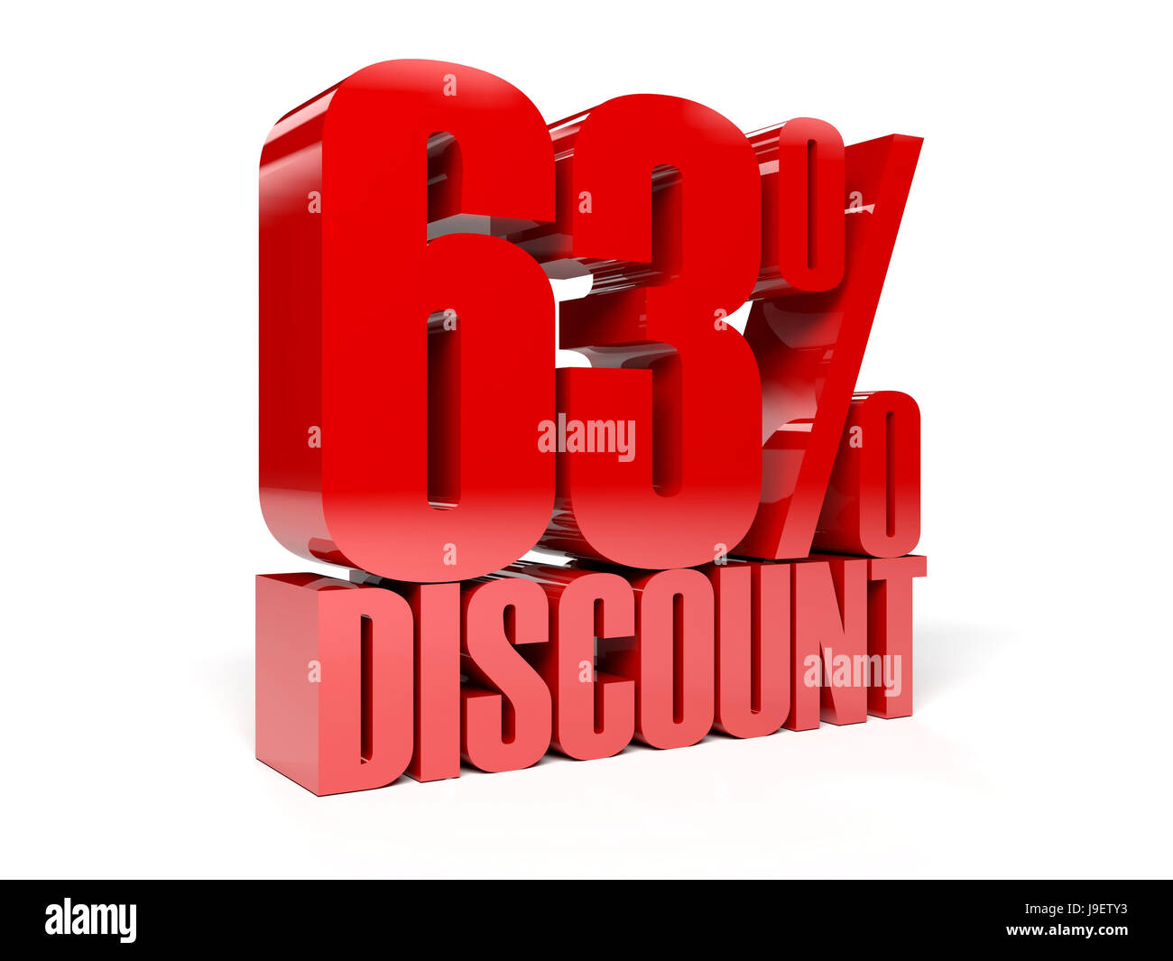 63 percent discount. Red shiny text. Concept 3D illustration Stock ...