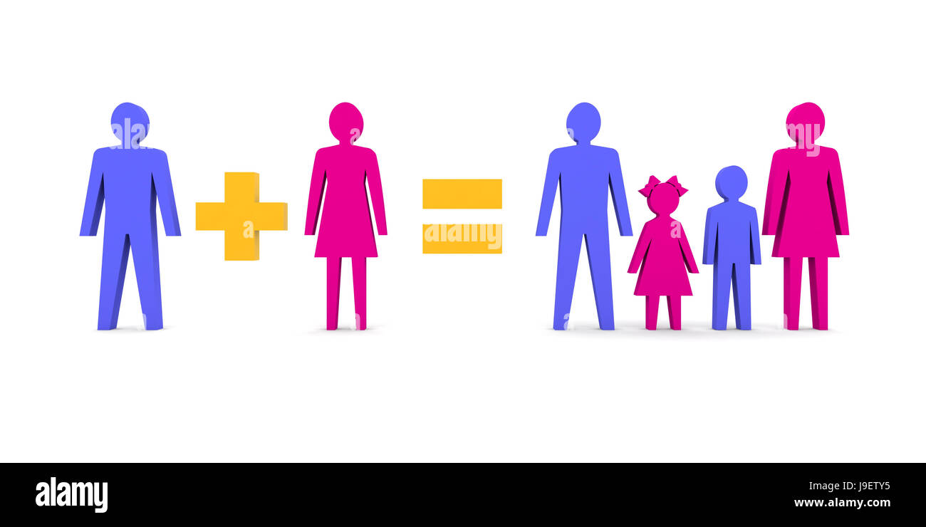 Metaphor of family creation. Concept 3D illustration Stock Photo - Alamy