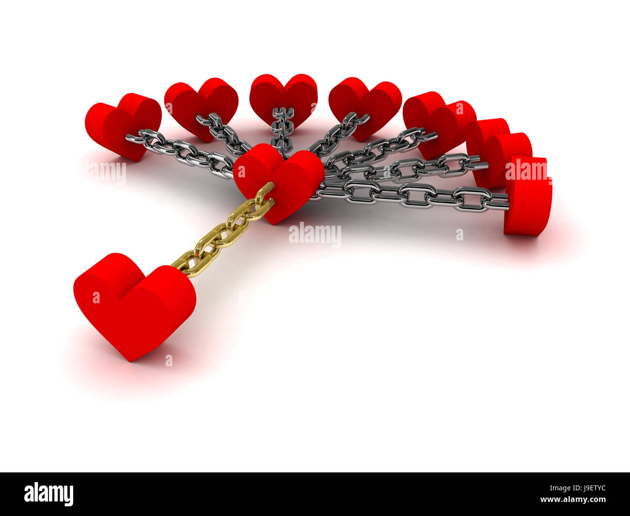 Seven hearts linked with one heart. Dependence on past relations ...