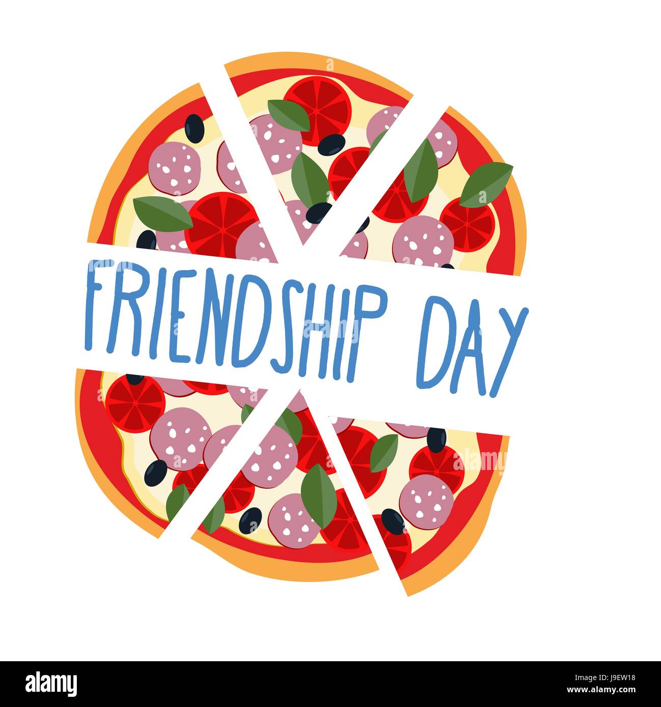 International friendship day. Pizza pieces for friends. Vector ...