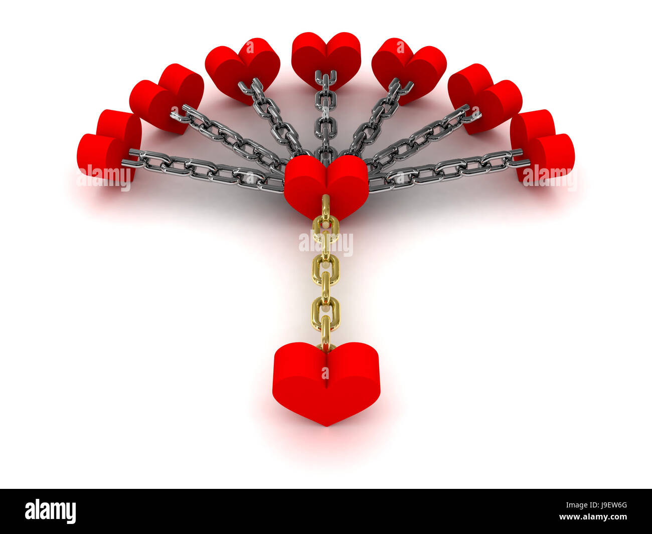 Seven hearts linked with one heart. Dependence on past relations ...