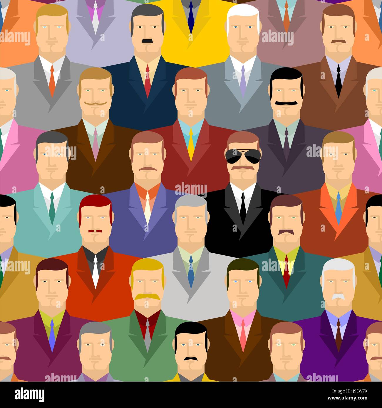 Spy and people. Secret agent in glasses among crowds of people. Vector ...