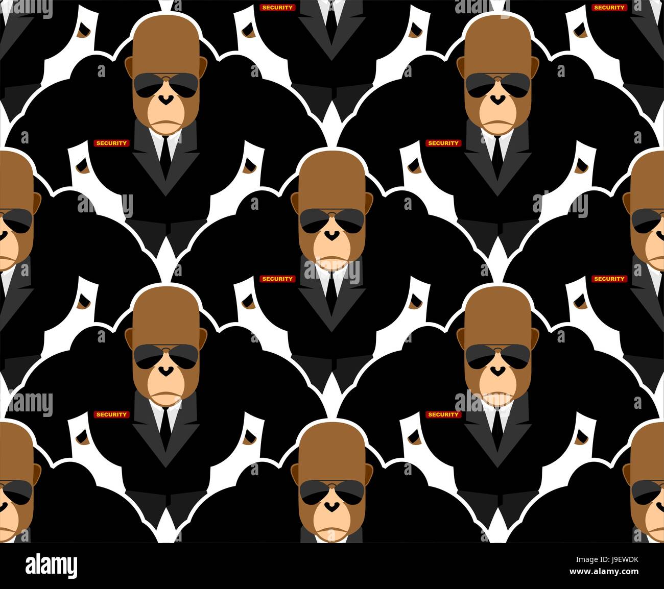 Security guard monkey seamless pattern. Bodyguards Gorilla Vector ...