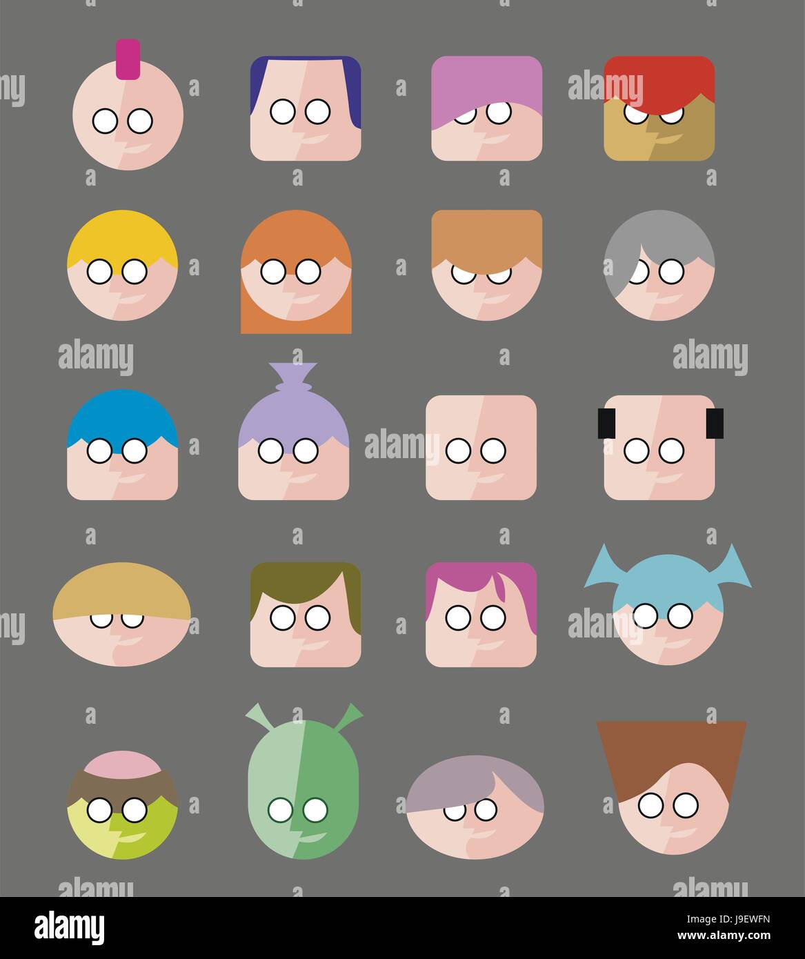 Faces Circle Icons Set Colorful Stock Vector Image & Art - Alamy