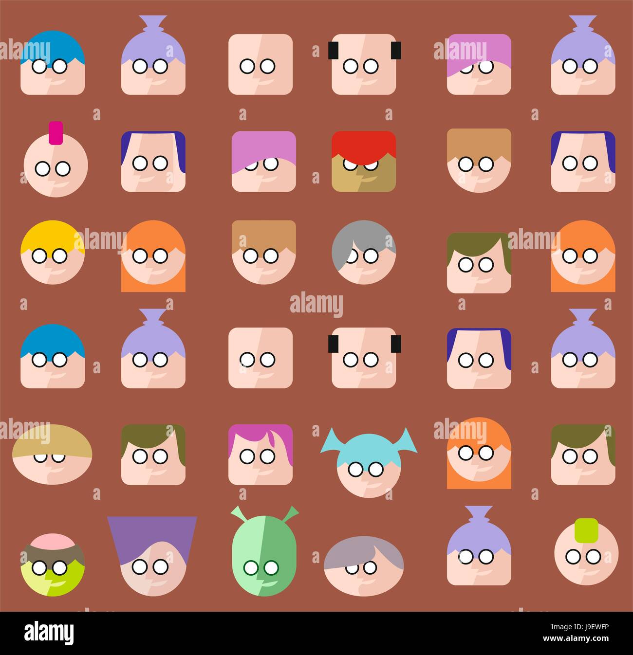 Faces Circle Icons Set Colorful Stock Vector Image & Art - Alamy