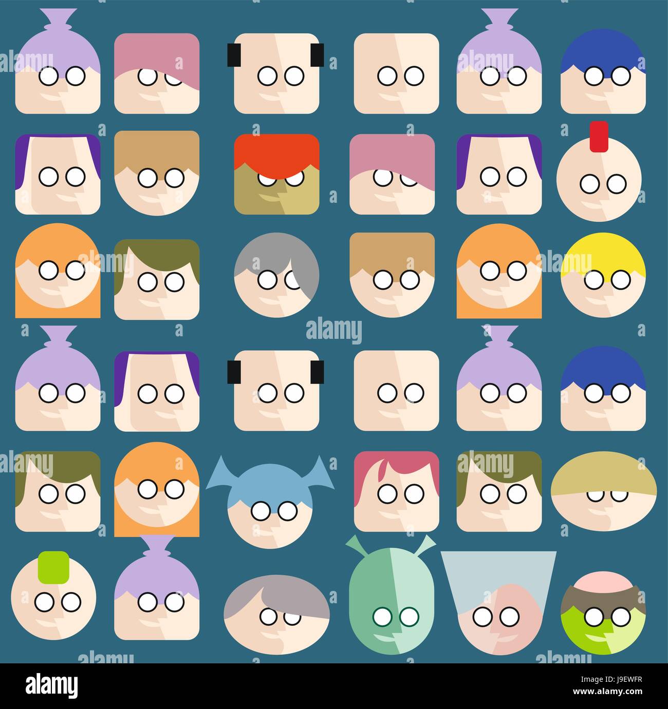 Faces Circle Icons Set Colorful Stock Vector Image & Art - Alamy