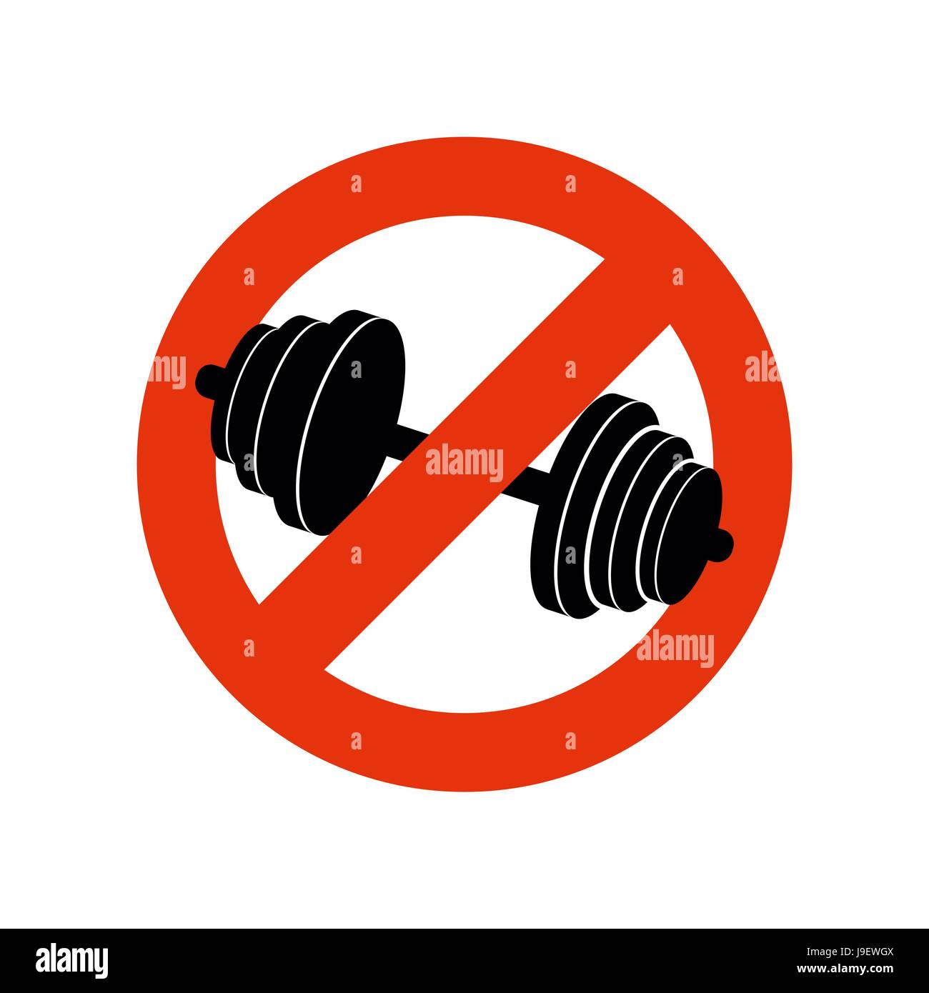 Stop bodybuilding. Ban sport. Prohibiting sign for fitness. Red ...