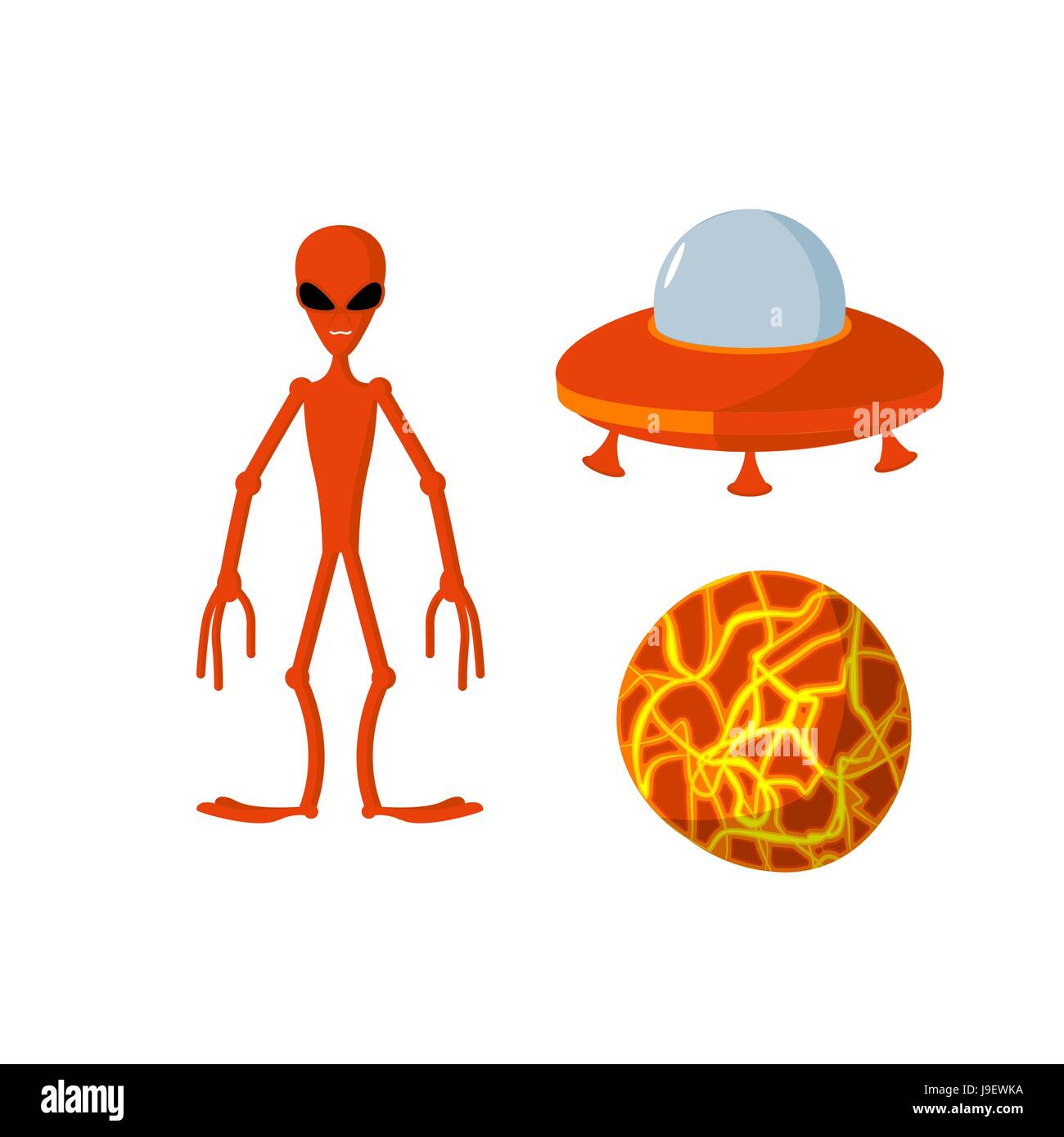 Set alien and UFO. Space planet. Vector illustration Stock Vector Image ...