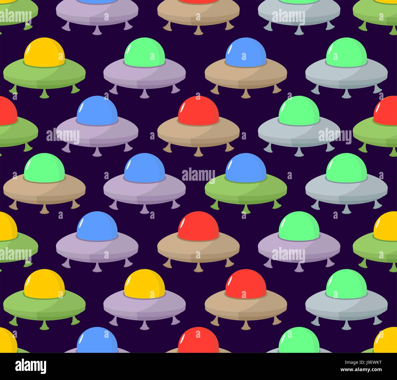 UFO seamless pattern. Color space Flying Saucer, Spaceship. Vector ...