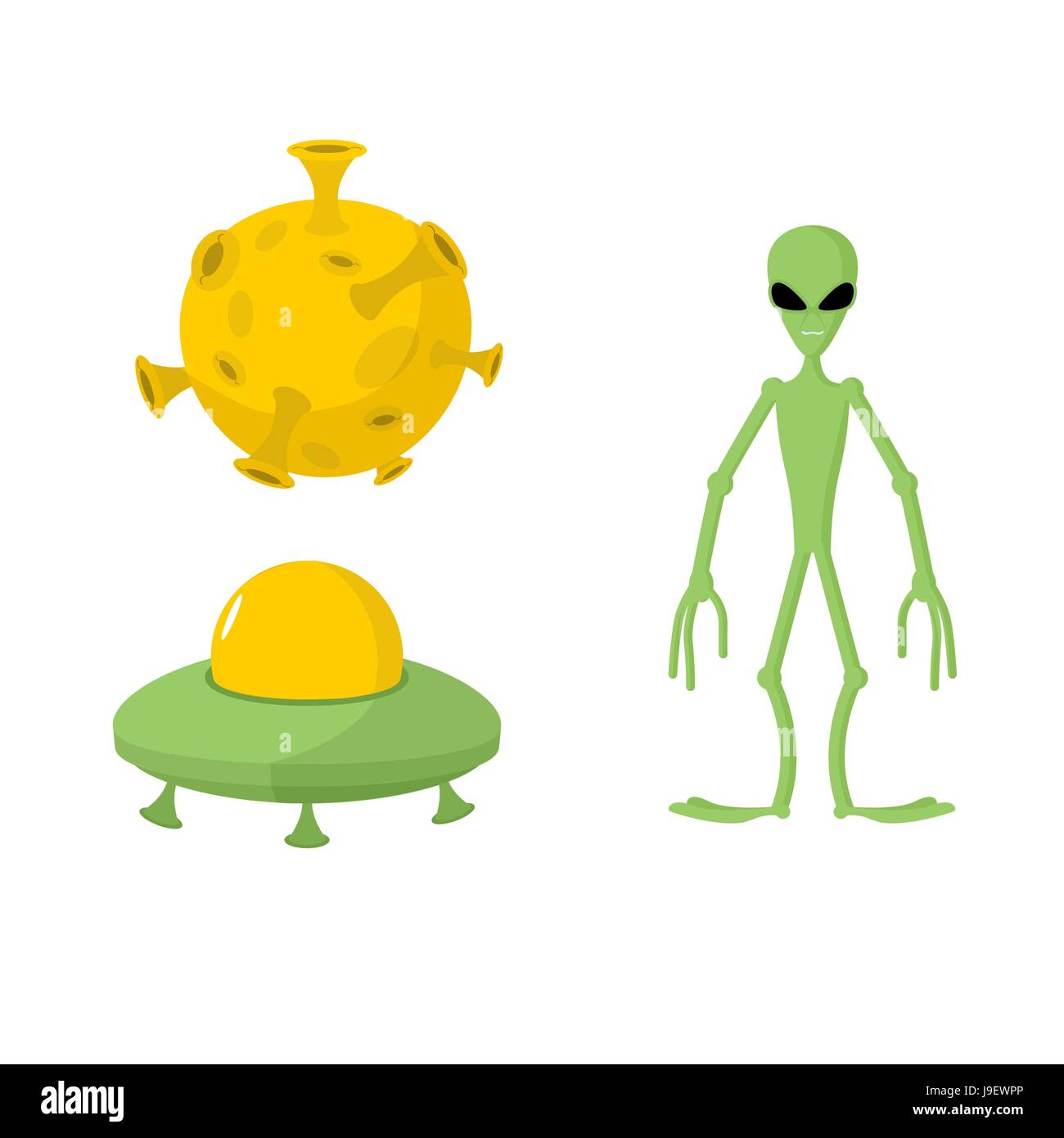 Cute green alien martian vector Cut Out Stock Images & Pictures - Alamy
