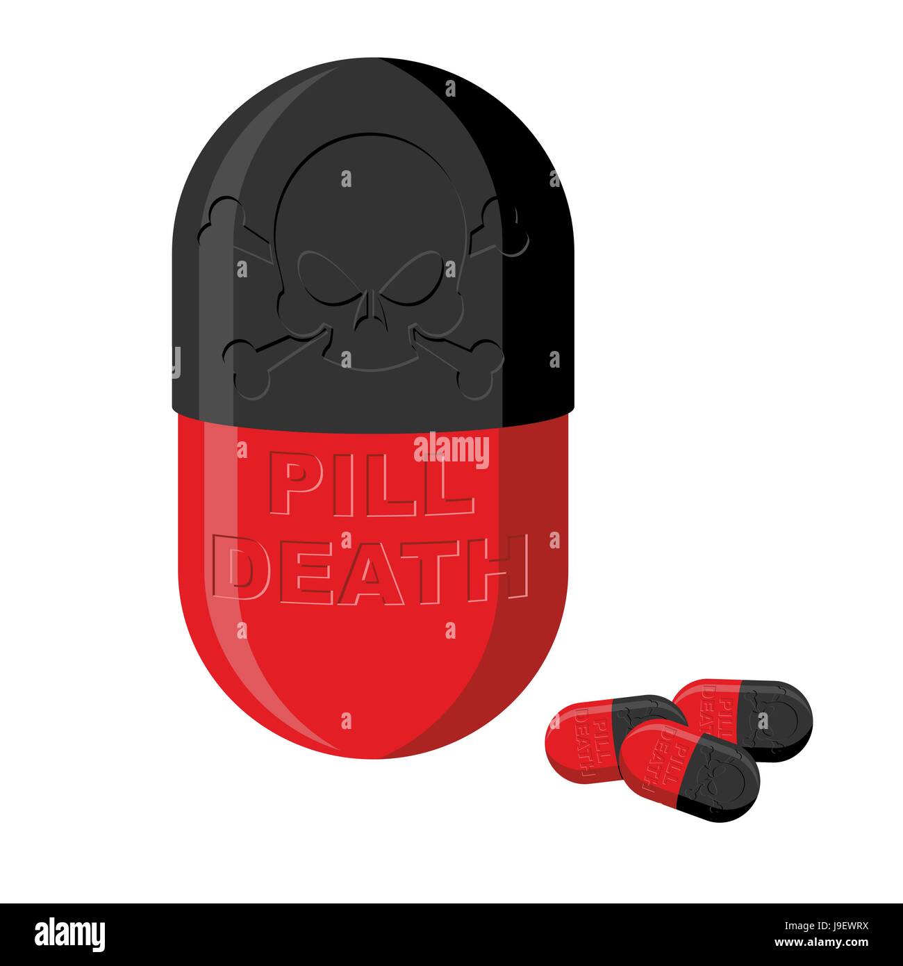 Tablet with a skull. Pill death. Medical product vector illustration ...