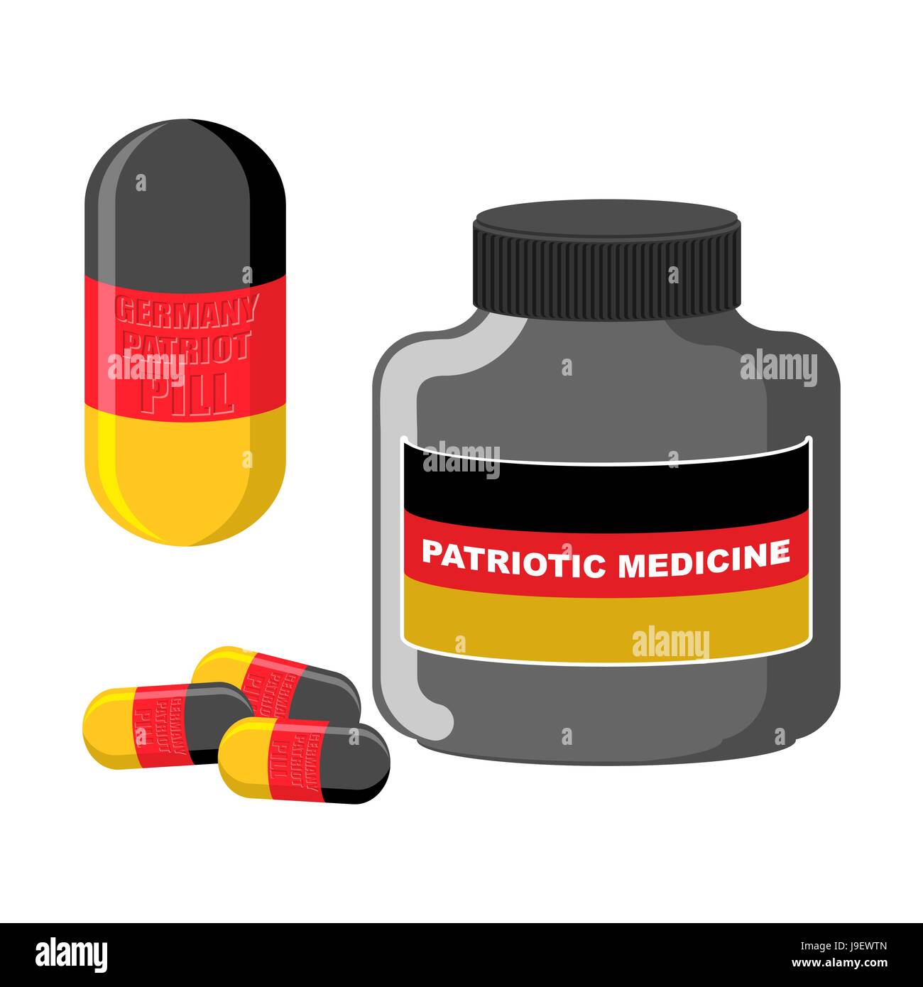 Patriotic medicine Germany. Pills with a German flag. Vector ...