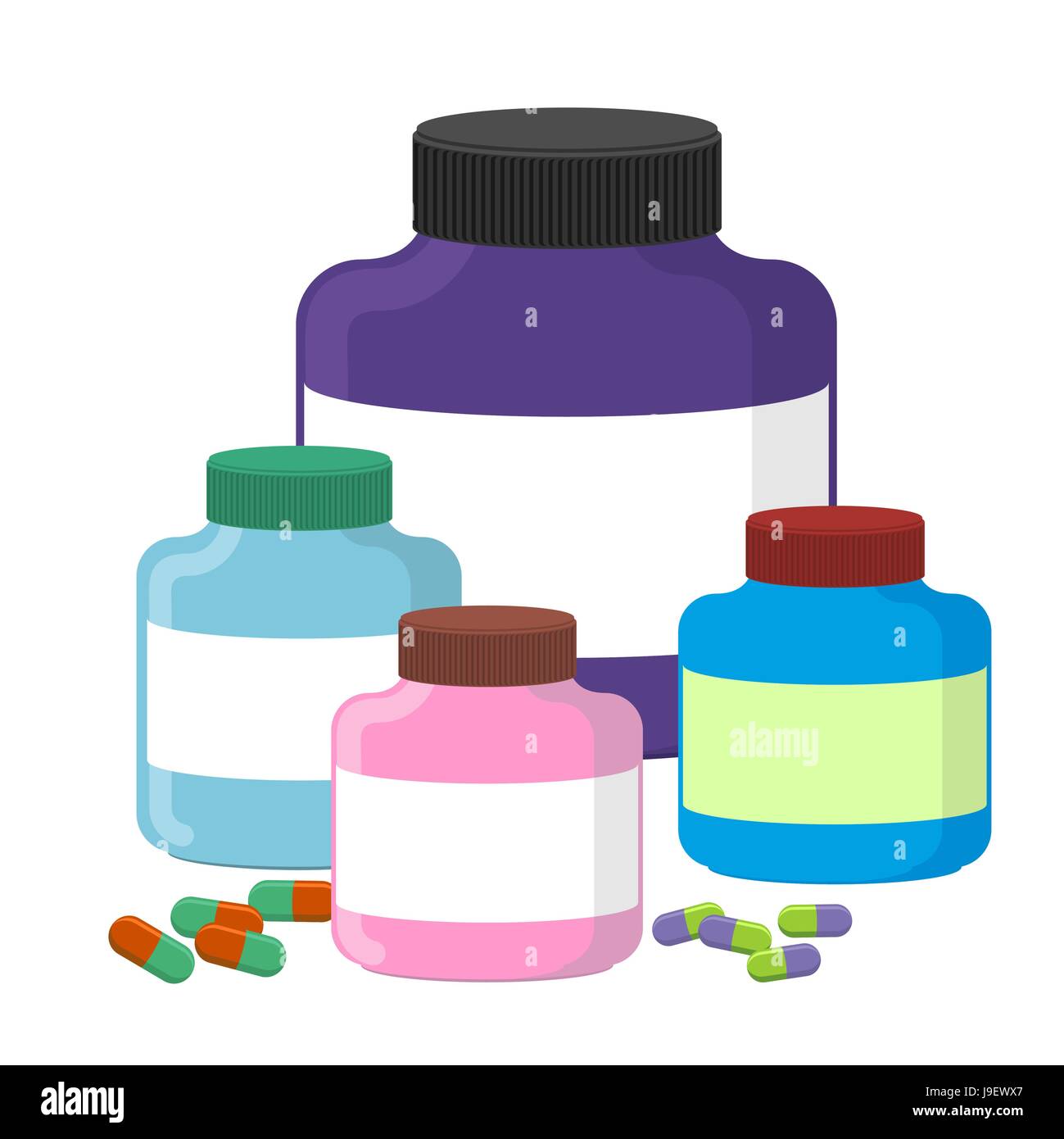 Set sport Nutrition Supplement containers vector illustration ...