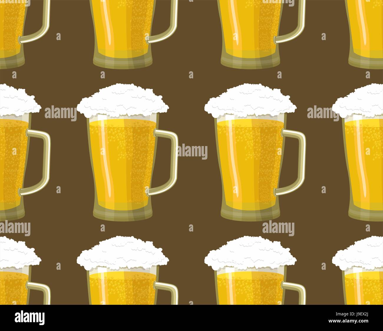 seamless pattern of glass tankards of frothy beer Stock Vector Image ...