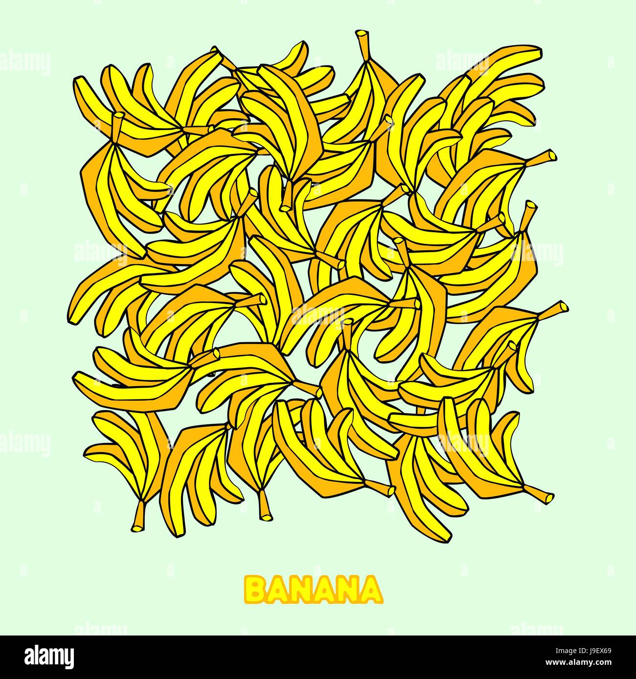 Big pile bananas, cartoon cheerful banana, sweet kids background Stock ...
