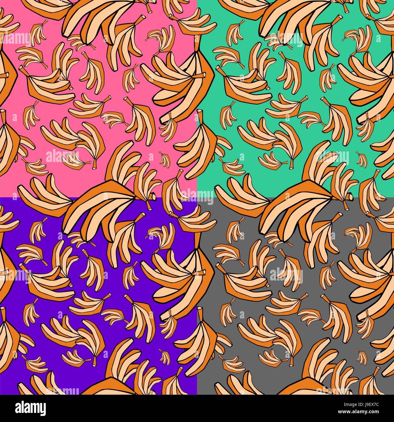 bananas seamless pattern background, cartoon cheerful bananas, sweet ...