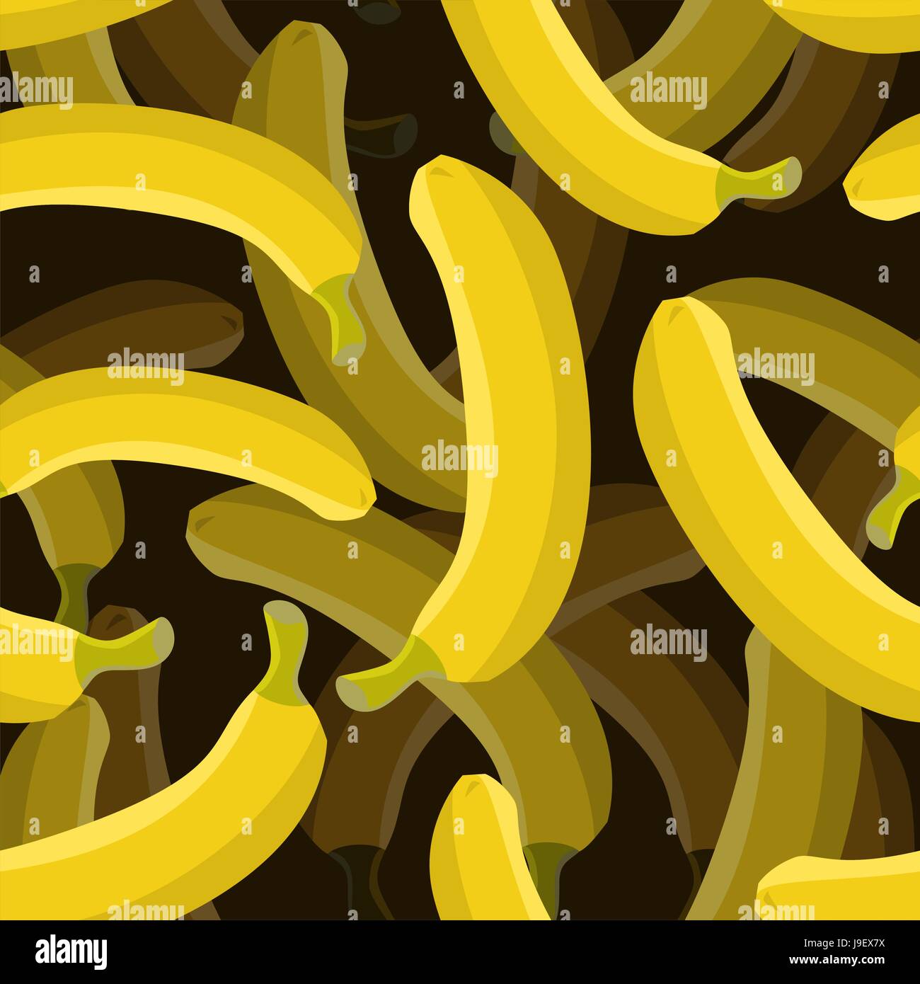 Banana 3D background. Yellow tropical fruit seamless pattern. Fresh ...
